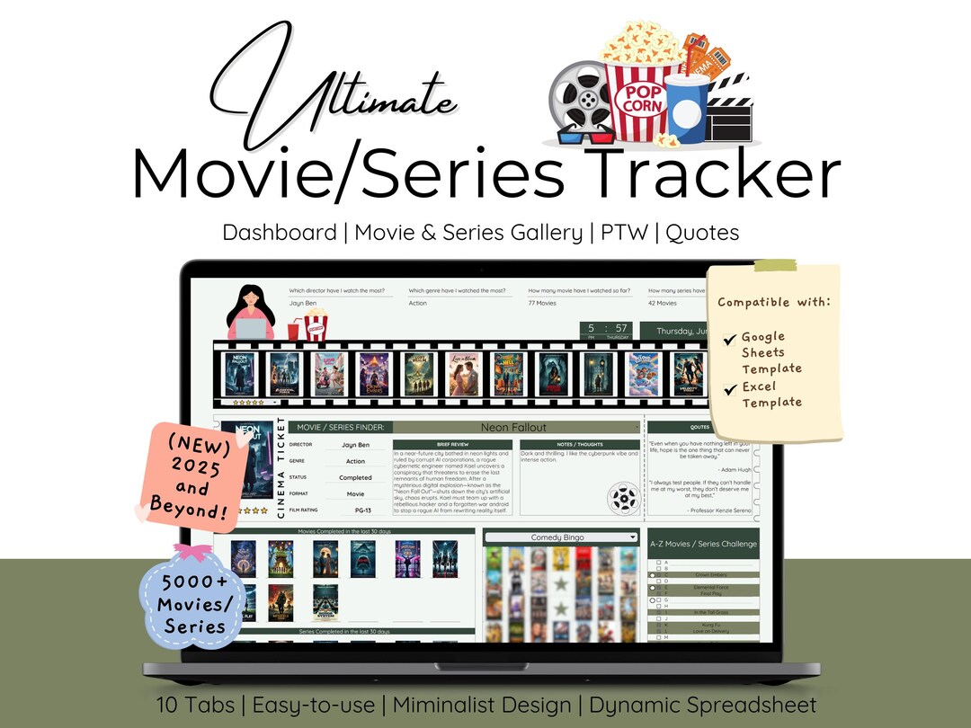 Movie Series & TV Show Tracker Spreadsheet Template With Gallery Quotes ...