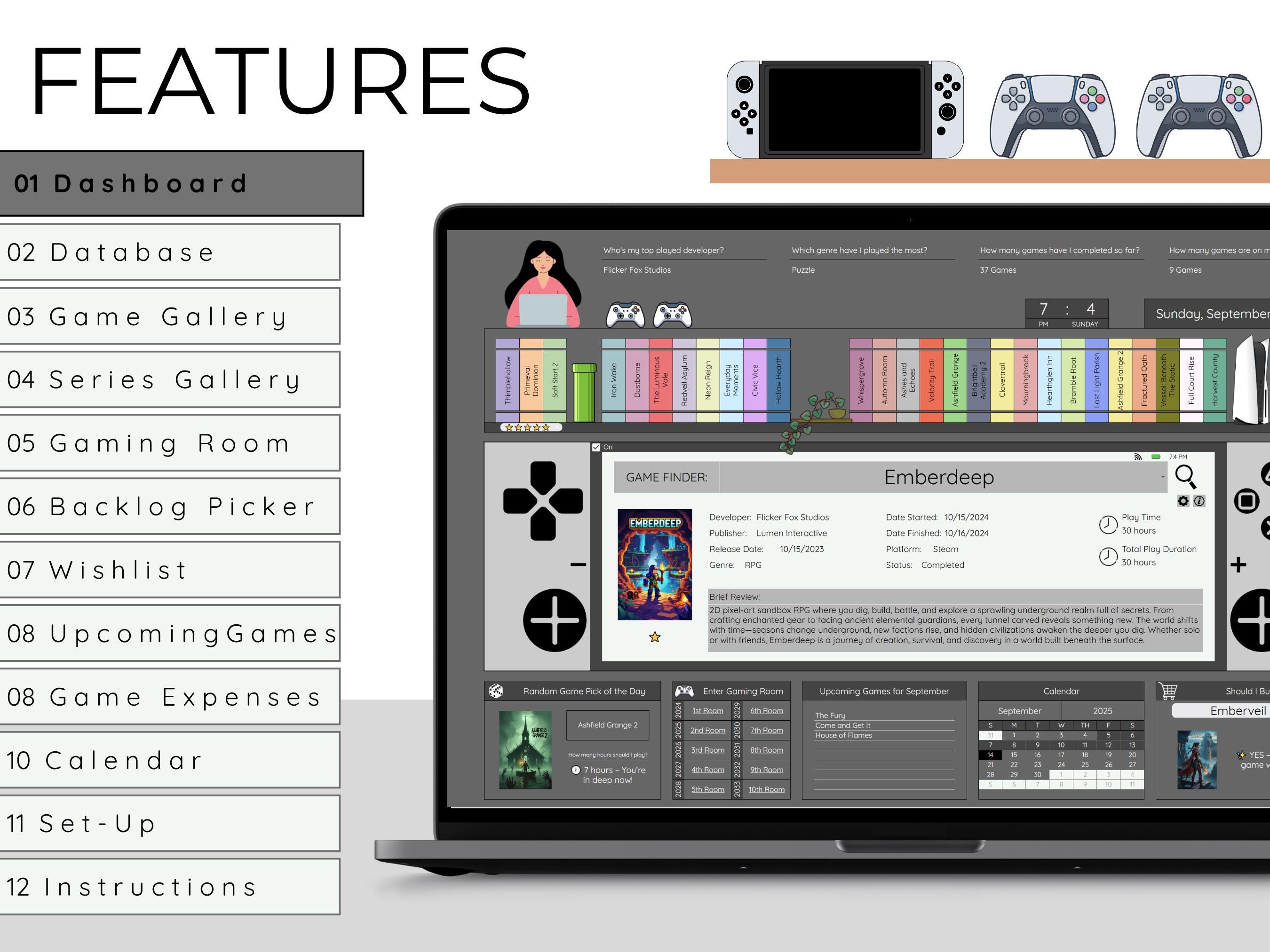 Video Game Tracker Google Sheets Template Gaming Journal Excel Template ...