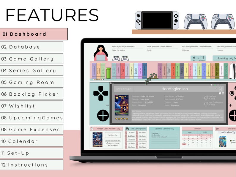 Ultimate Gaming Tracker Video Game Spreadsheet Template Game Review and ...