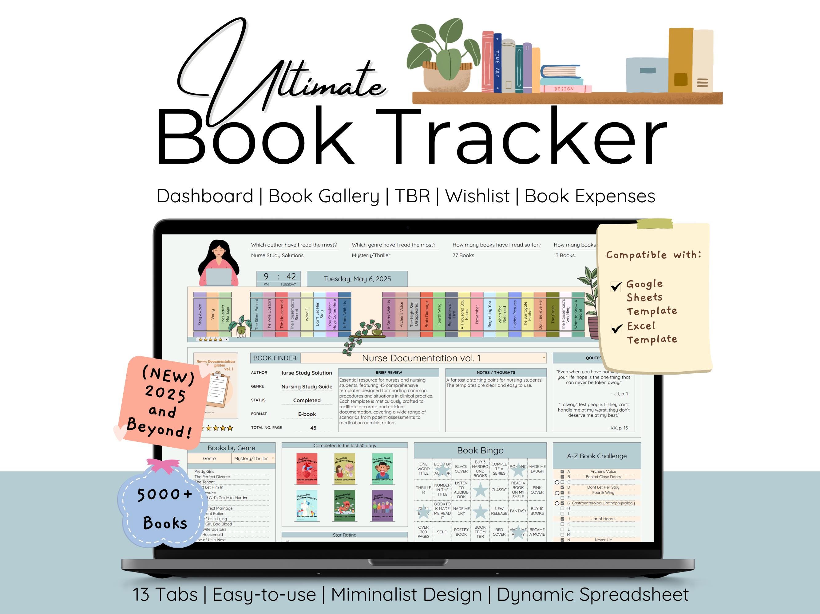 2025 Reading Tracker Spreadsheet Book Tracker Spreadsheet Template ...