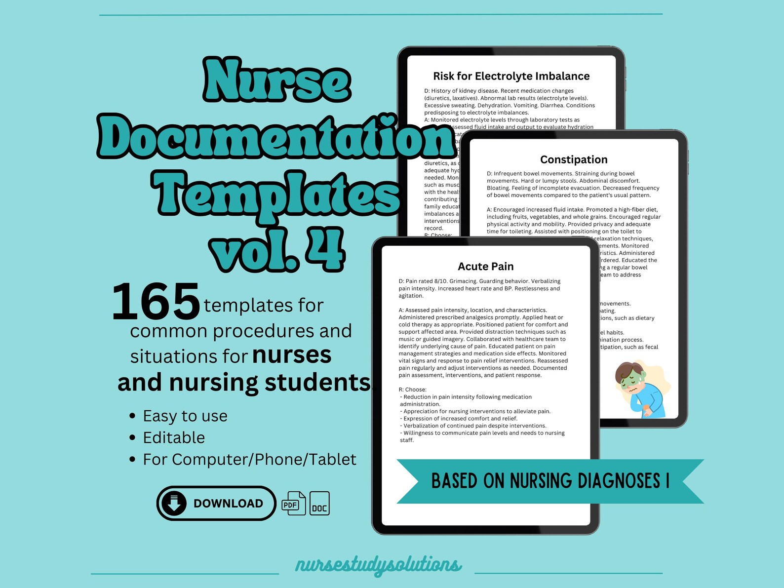 165 Nurse Documentation Template Based on Nursing Diagnoses I SBAR Nurse Charting Guide Nursing ...