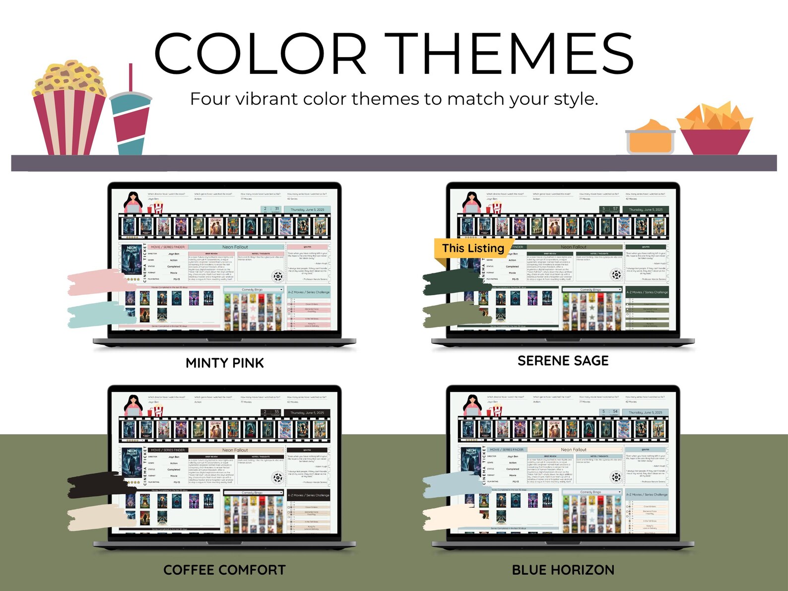 Movie Series & TV Show Tracker Spreadsheet Template With Gallery Quotes ...