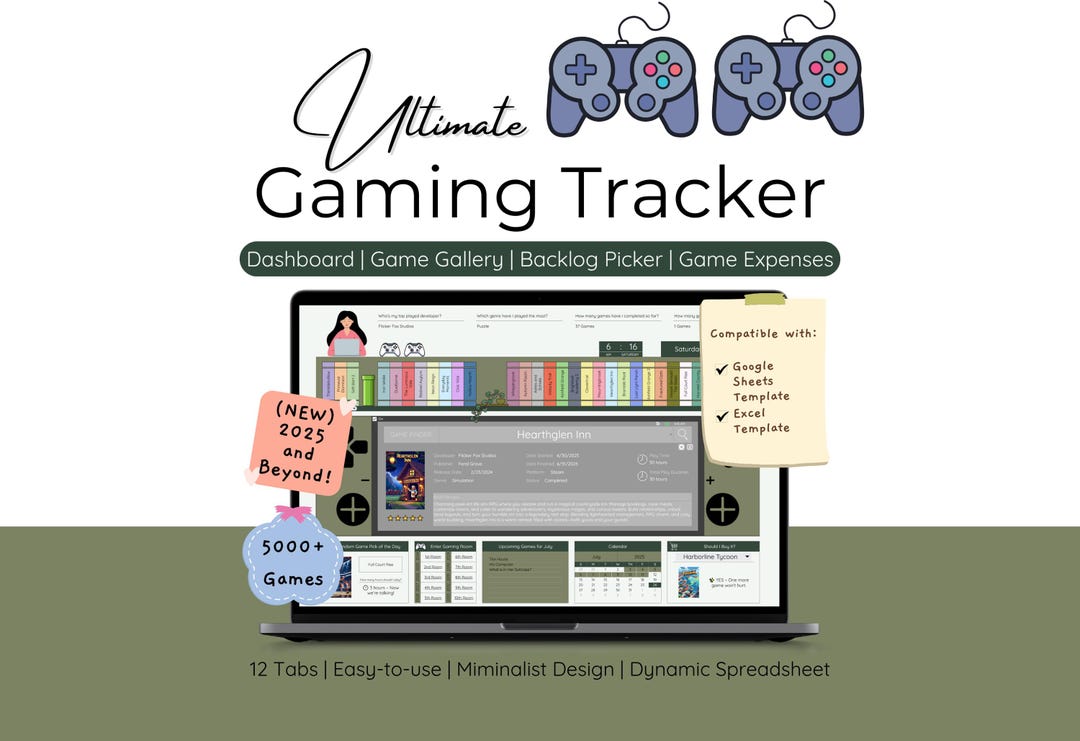 Ultimate Game Tracker Google Sheets Template Excel Template Gaming Log ...