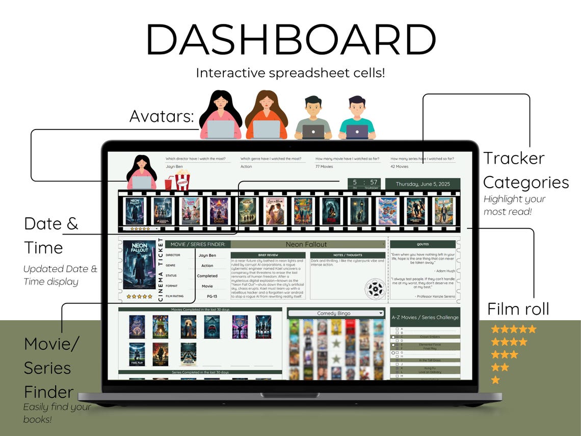 Movie Series & TV Show Tracker Spreadsheet Template With Gallery Quotes ...