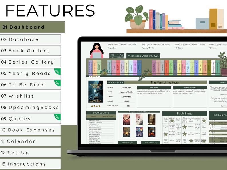 Book Tracker Google Sheets Template Reading Journal Excel Template ...