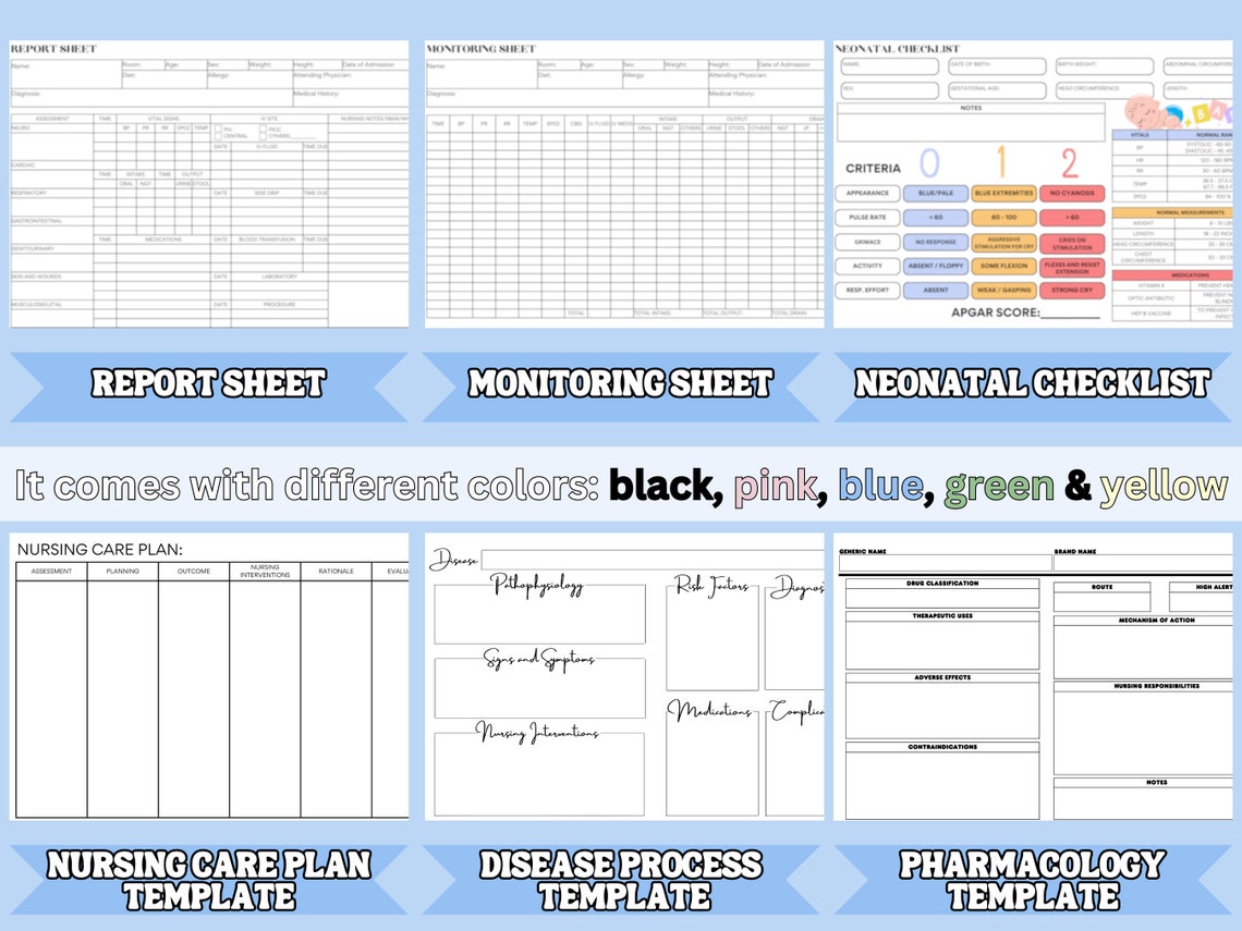 Nursing Essentials Template Nurse Report Sheet Template ICU - Etsy