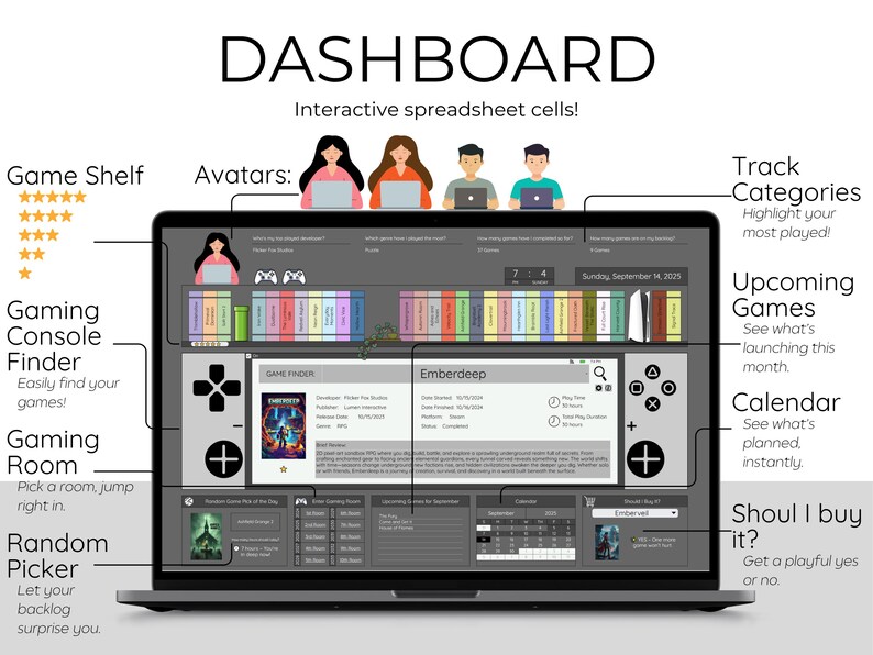Video Game Tracker Google Sheets Template Gaming Journal Excel Template ...