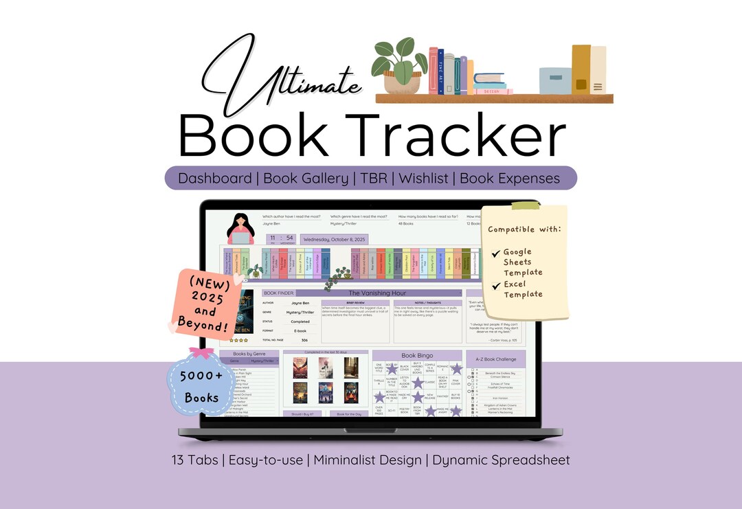 Book Tracker Excel Template Reading Spreadsheet Google Sheets Template ...
