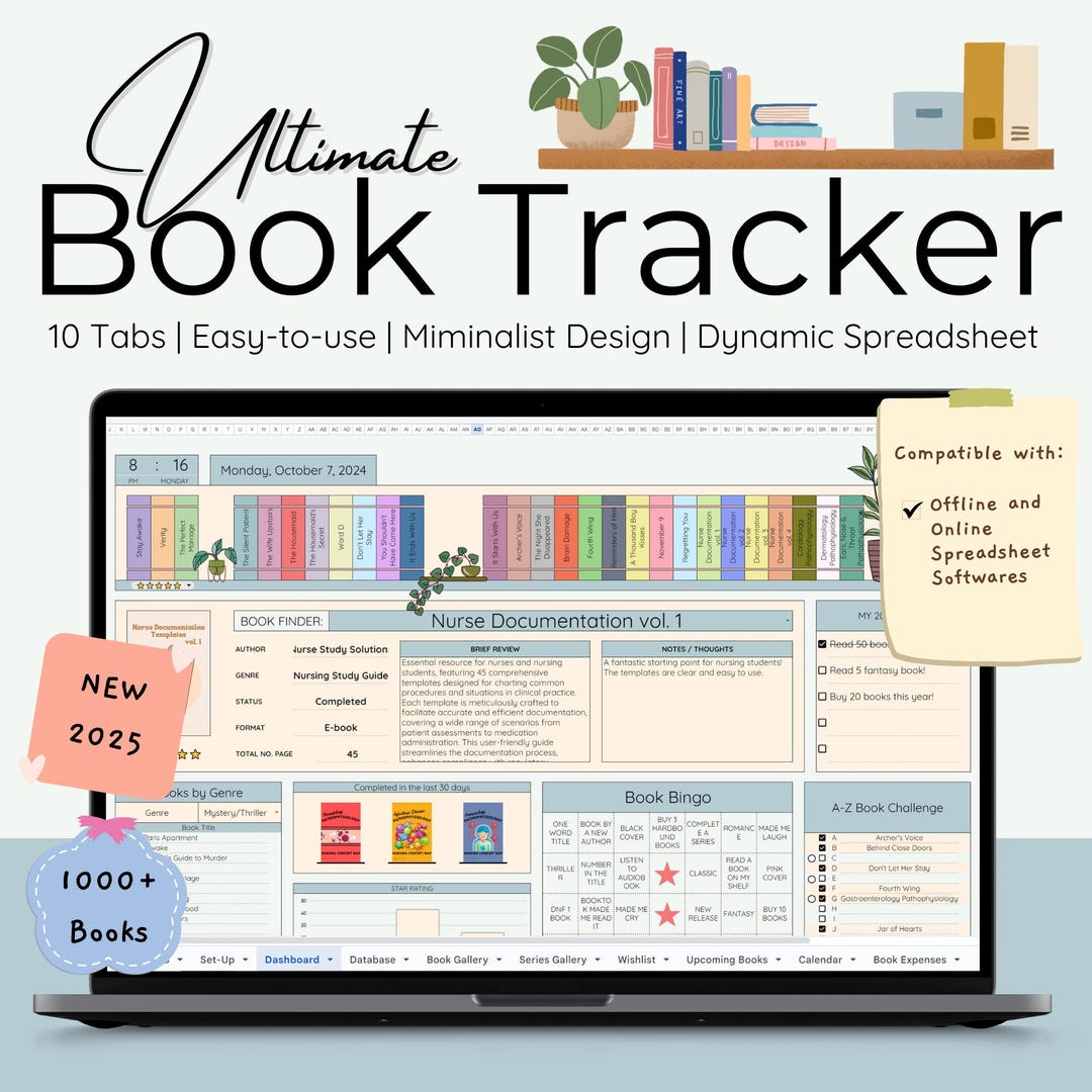 Feuille de calcul 2025 Reading Tracker Book Tracker modèle de feuille ...