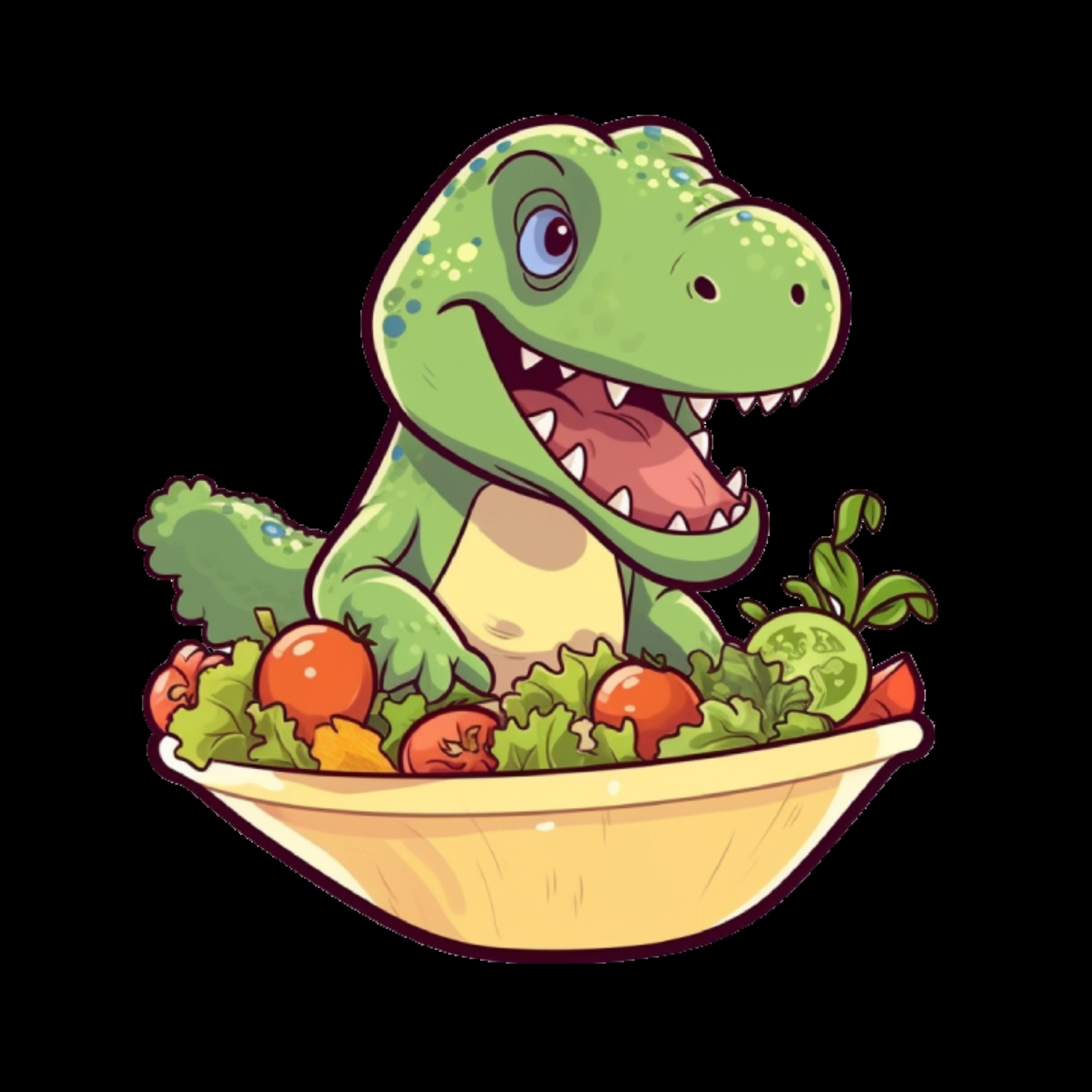 Cartoon Dinosaur Eating