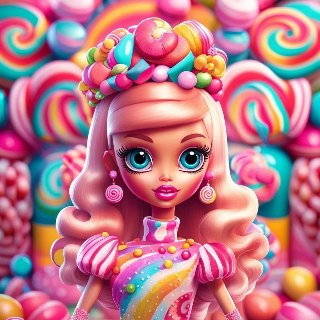 Candy Barbie Ken Digital Art Wall Picture Vibrant Home Decor Kids Room ...