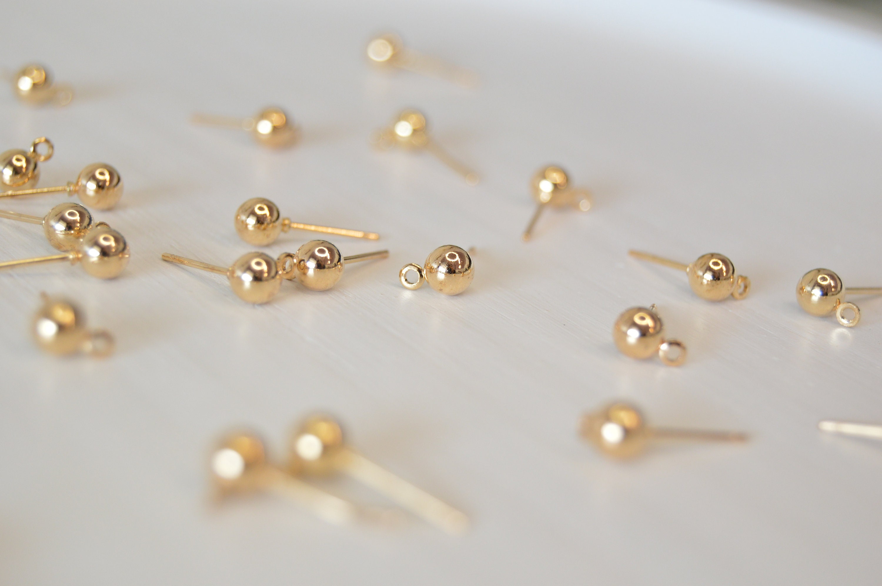 5mm Gold Stainless Steel Ball Earring Stud Post, Earring Finding ...