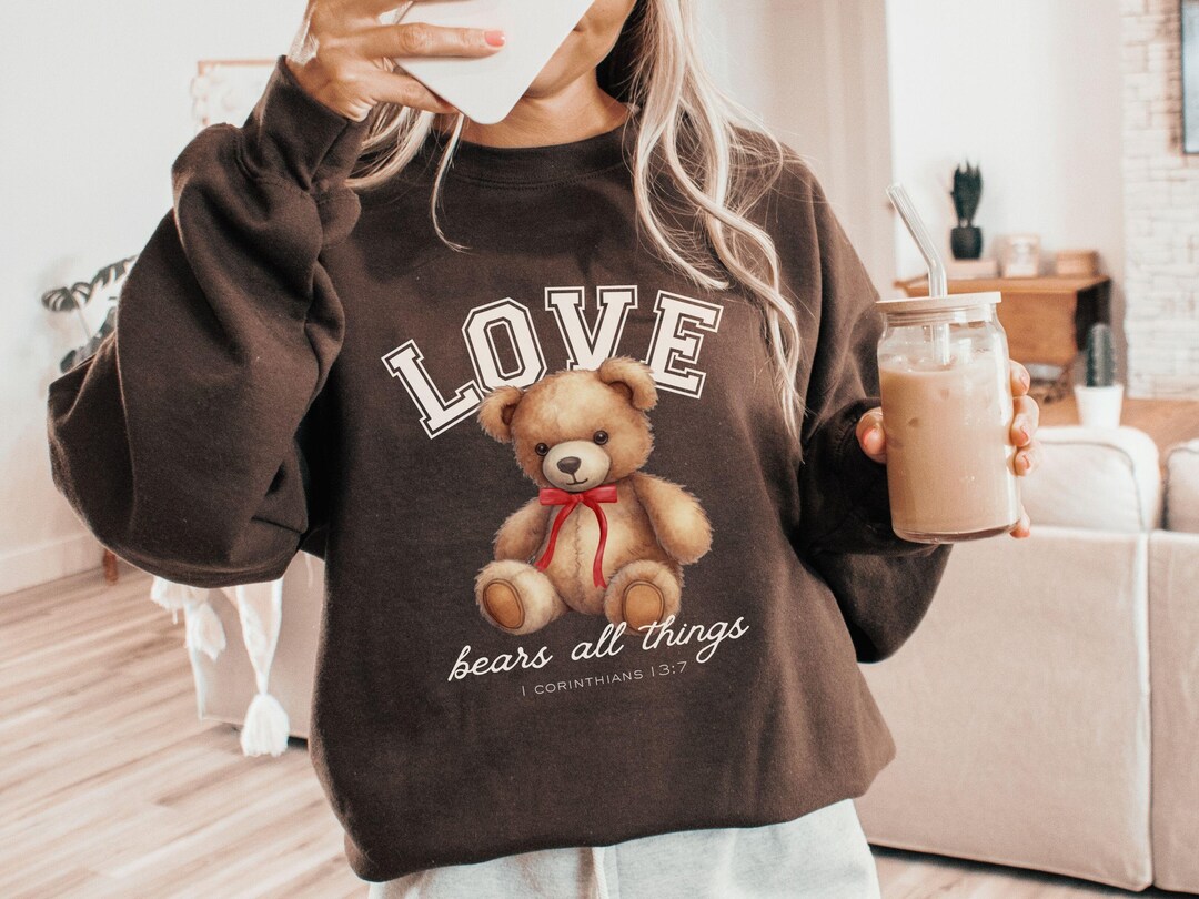 Womens Teddy Bear Sweatshirt, Cutecore Clothes, Christian Teddy Bear ...