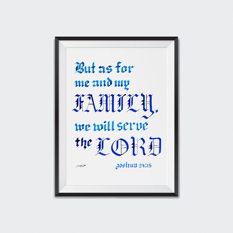 Bible Verse Print Christian Wall Art Print Joshua 24:15 Calligraphy ...