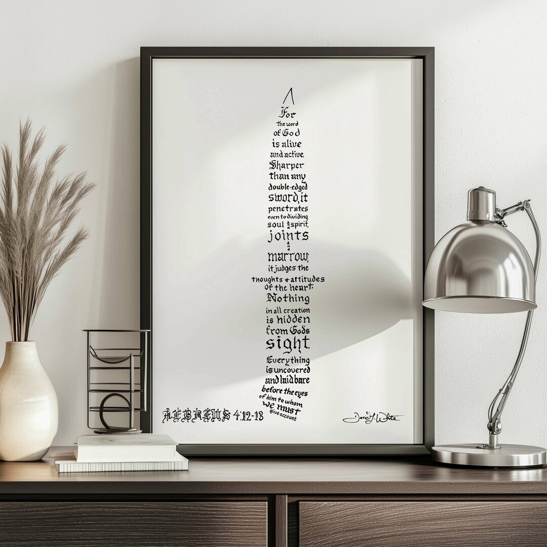 Christian Wall Art Print Hebrews Bible Verse Artwork the Word of God is ...
