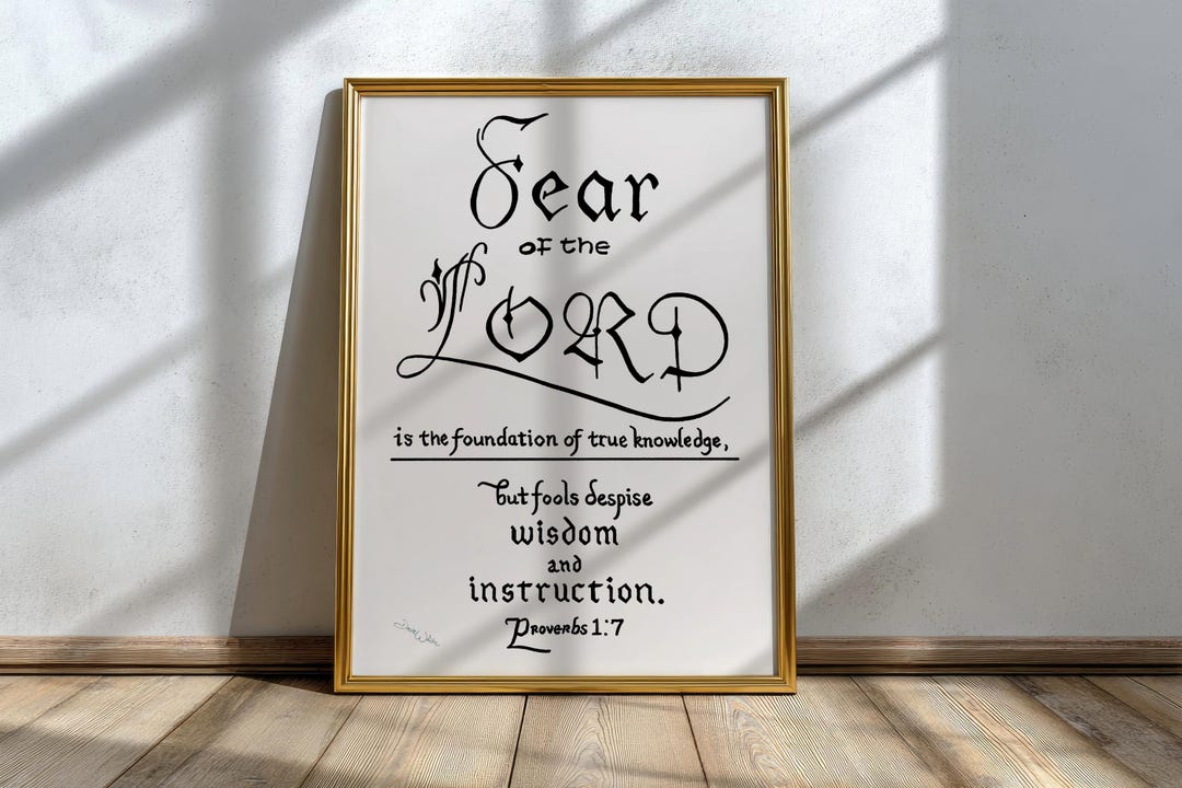 Proverbs 1 7 Bible Verse Calligraphy Art Print Fear of the Lord is the ...