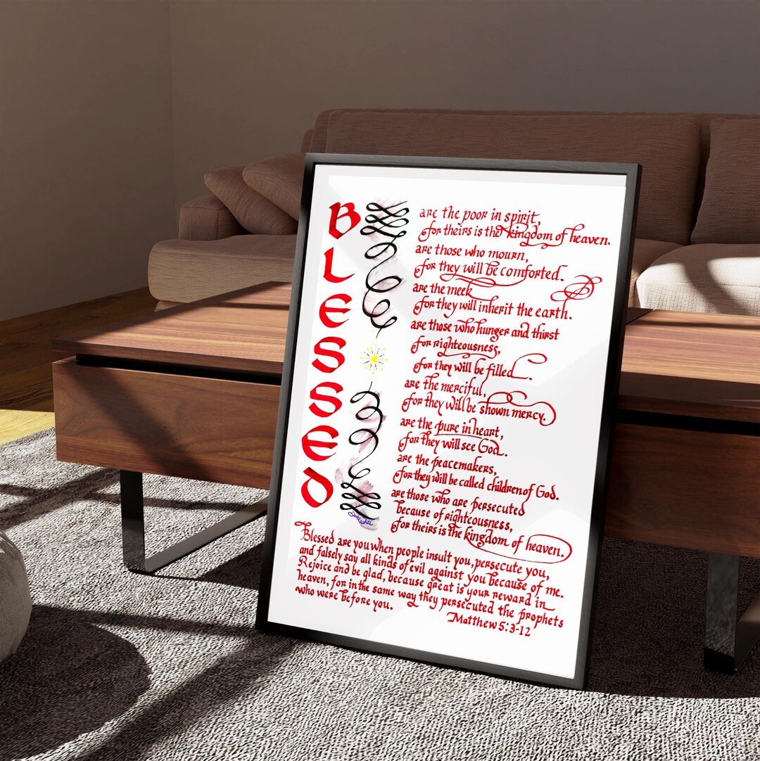 Beatitudes Printable Art Print Blessed Calligraphy Bible Verse Wall Art ...
