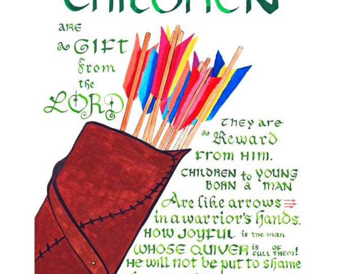 Psalm 127:3 Art Print, Celtic Bible Verse Calligraphy, Children Are a ...