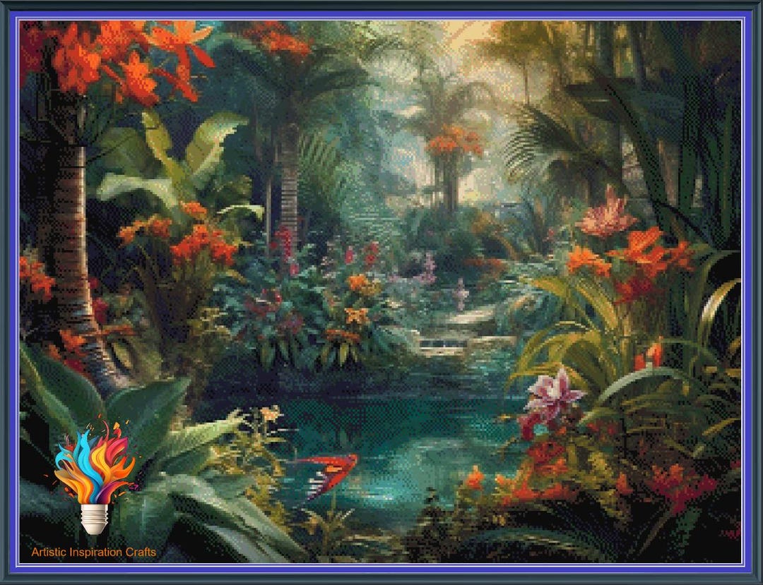 Tropical Oasis Cross Stitch Pattern PDF – Instant Digital Download ...