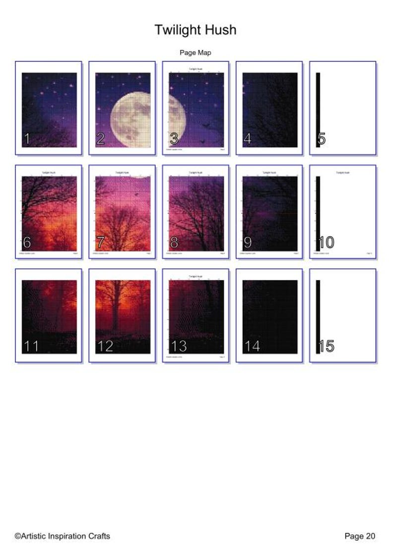 Twilight Hush – Mystical Moonlit Forest Cross Stitch Pattern – Instant ...