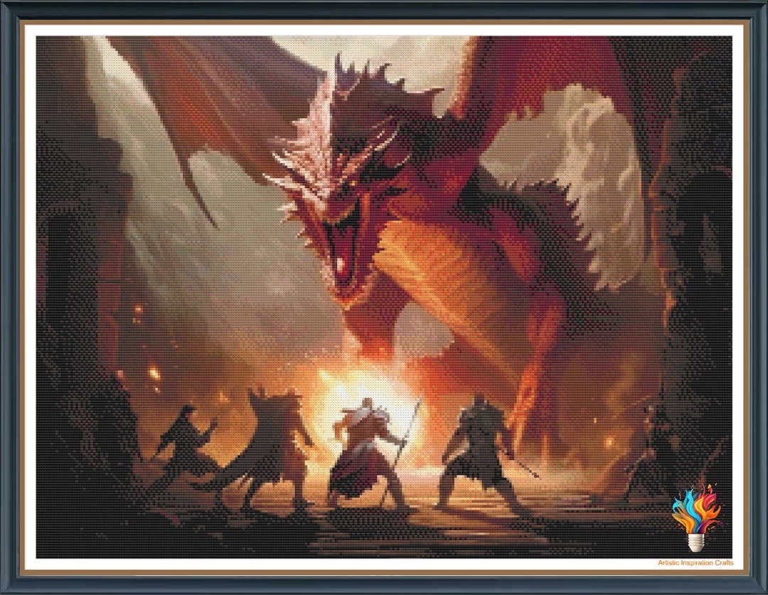 Battling Giant Red Dragon Cross Stitch Pattern - Pattern Keeper ...
