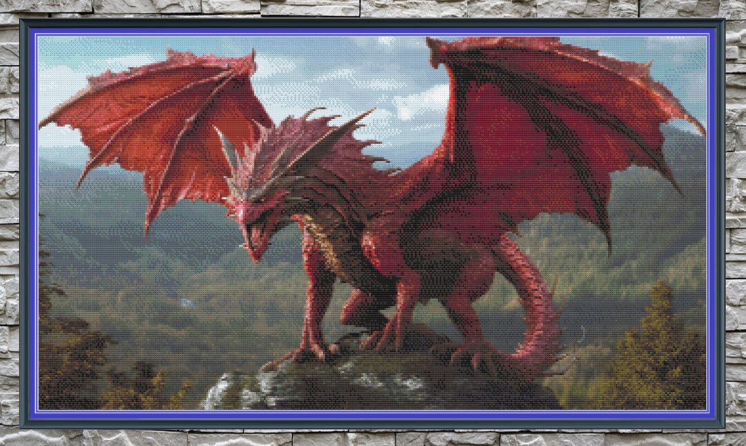High Detail Red Dragon Cross Stitch Pattern; Pattern Keeper Compatible ...