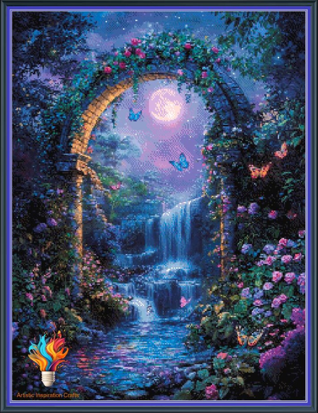 Moonlit Falls Cross Stitch Pattern PDF – Instant Digital Download ...