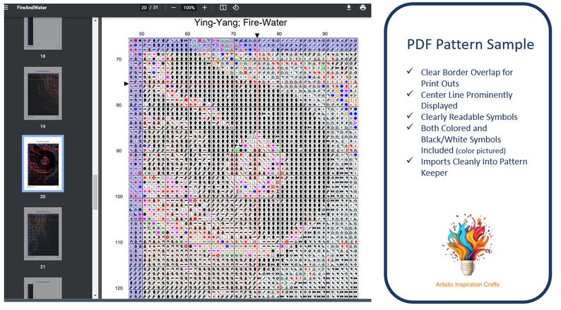 High Detail Ying-yang: Fire-water Cross Stitch Pattern - Etsy