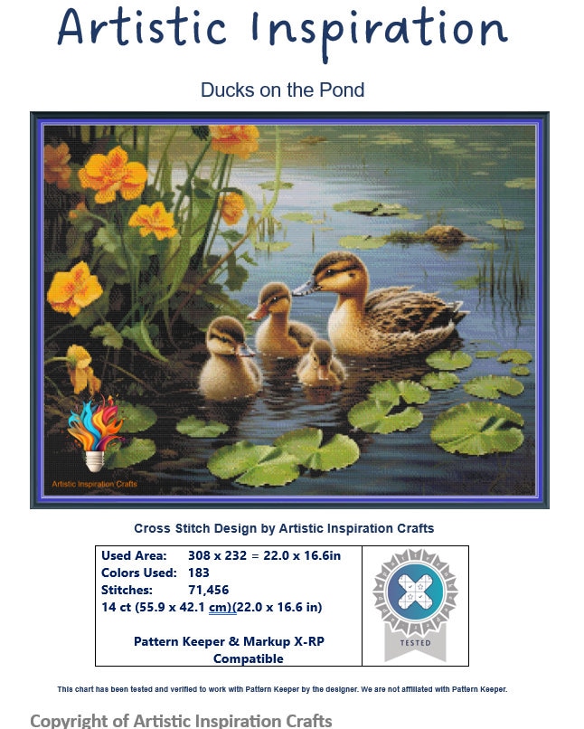 High Detail Ducks on the Pond Cross Stitch Pattern | Serene Nature ...