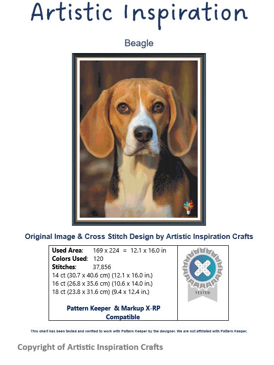 High Detail Beagle Cross Stitch Pattern High Detail Pattern Keeper ...