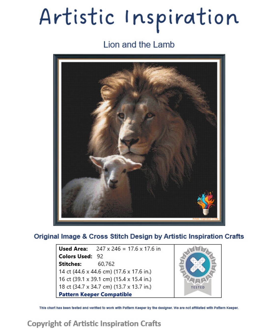 The Lion and the Lamb Cross Stitch Pattern (PDF), Pattern Keeper ...