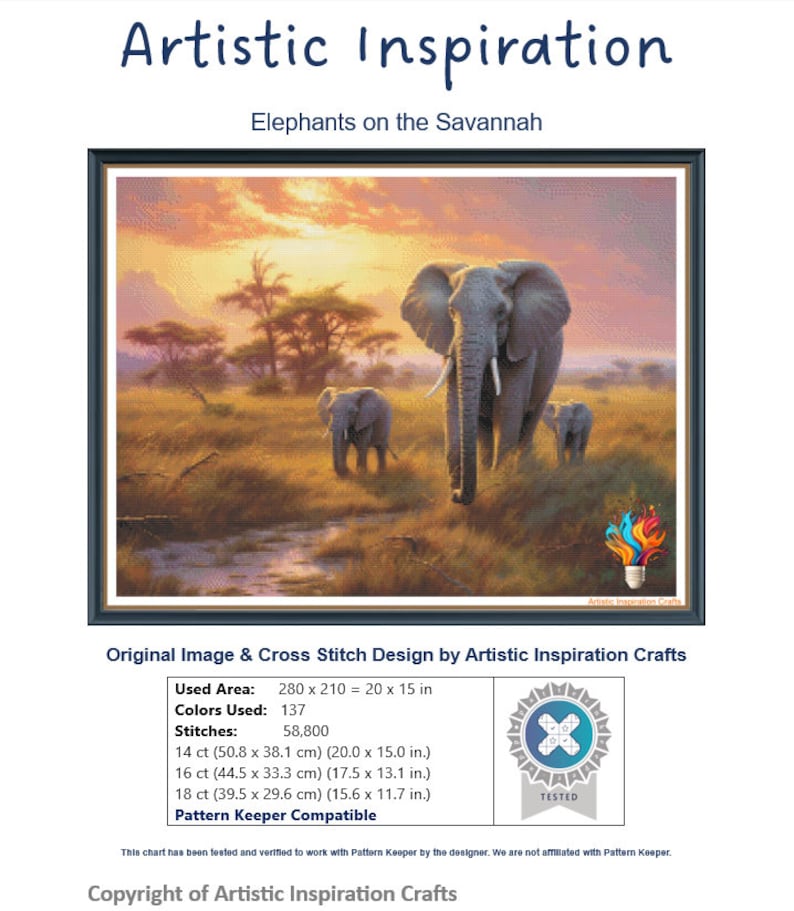 Elephants on the Savannah Cross Stitch Pattern / PDF - Pattern Keeper ...