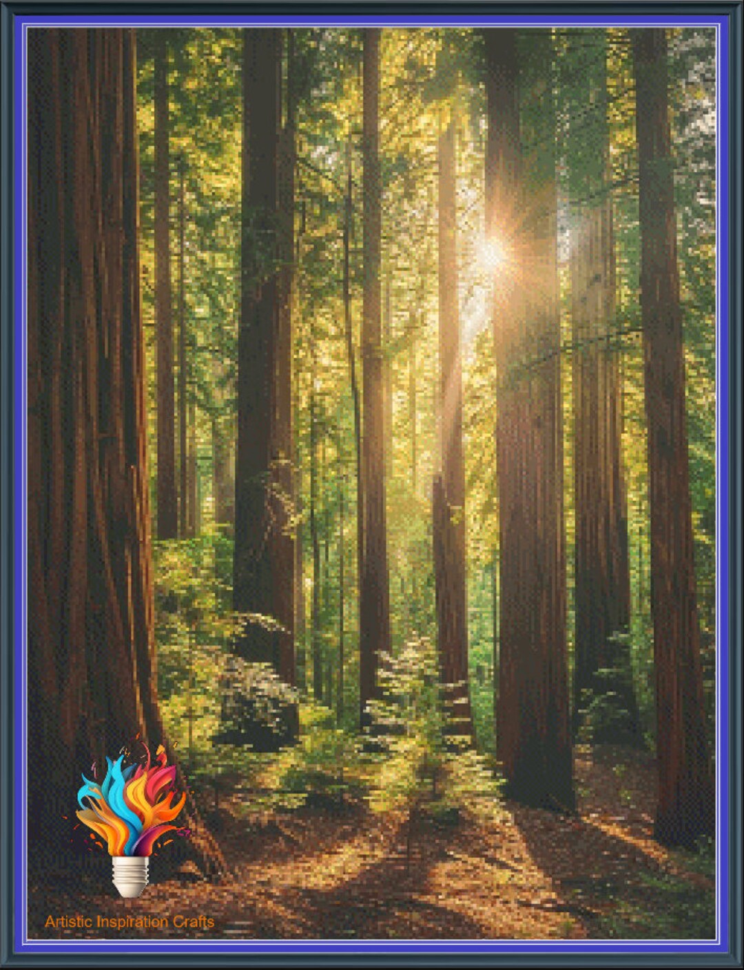 HD Enchanted Redwood Forest Cross Stitch Pattern | Serene Nature Scene ...