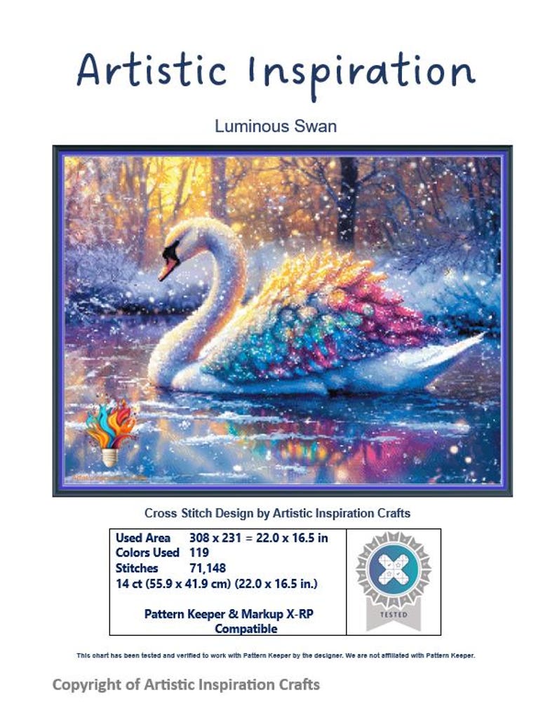 Luminous Swan Cross Stitch Pattern PDF – Instant Digital Download ...