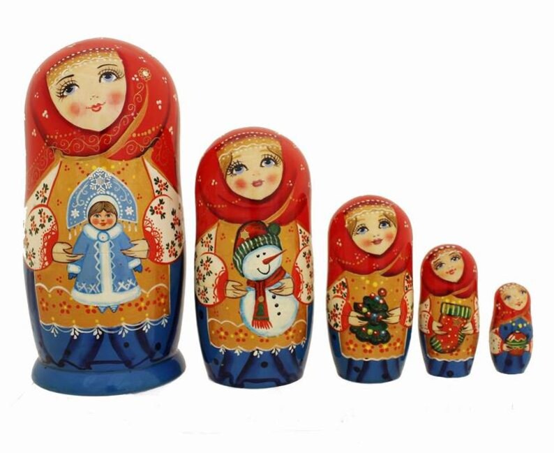 Girl With Snow Maiden Nesting Doll 5 Nests - Etsy