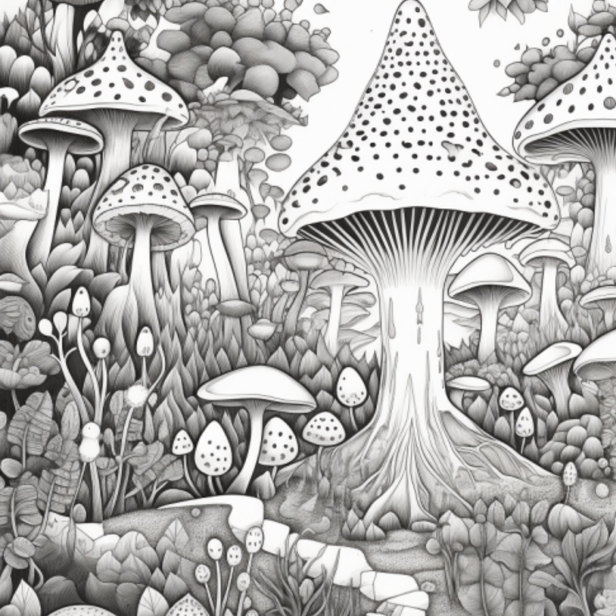 Trippy Forest Adult Coloring Pages - Etsy