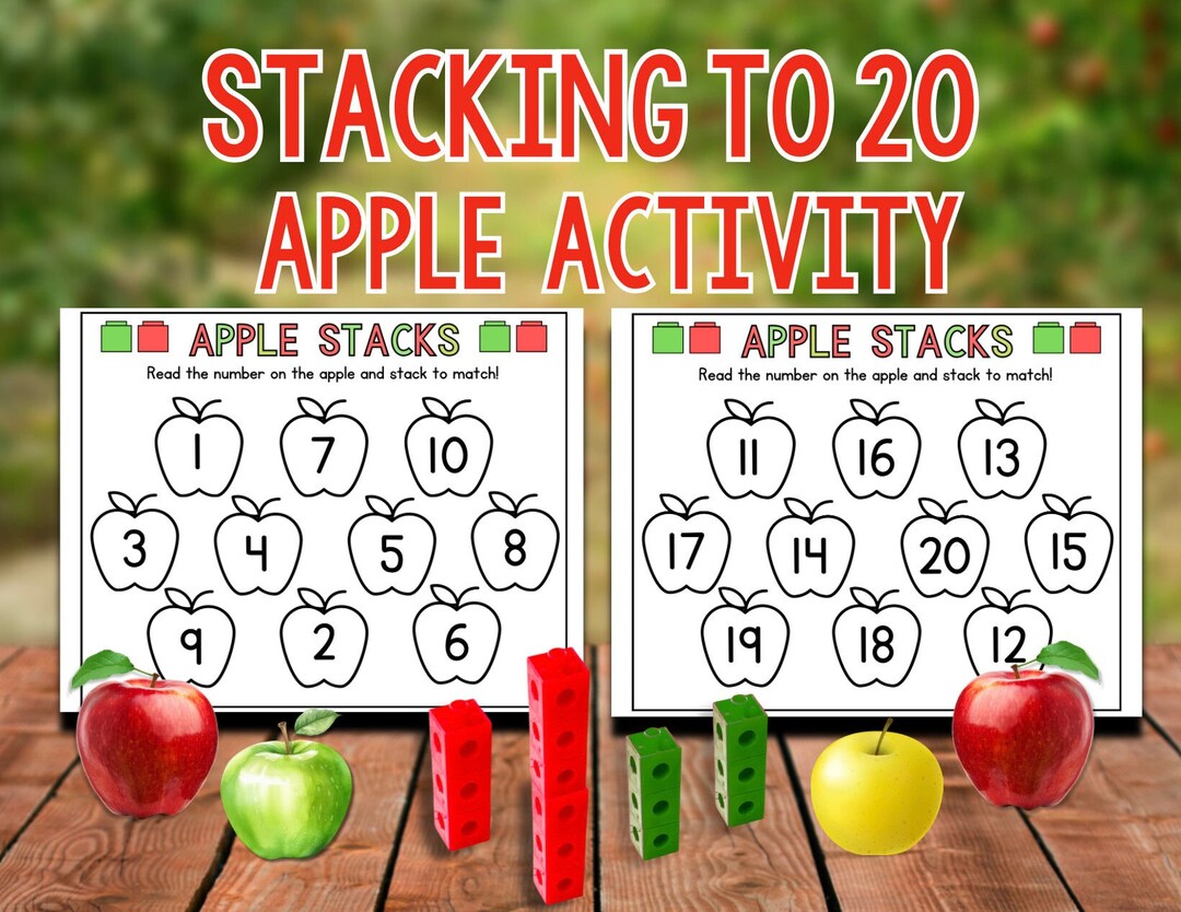 Counting & Stacking to 20 Activity Math Center- Apple Theme ...