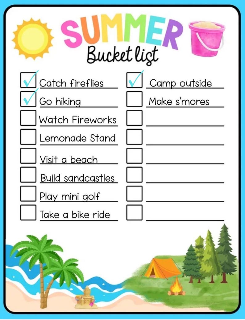 Editable Summer Bucket List Template: Family Fun Planner (canva Digital ...