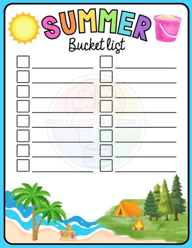 Editable Summer Bucket List Template: Family Fun Planner (canva Digital ...