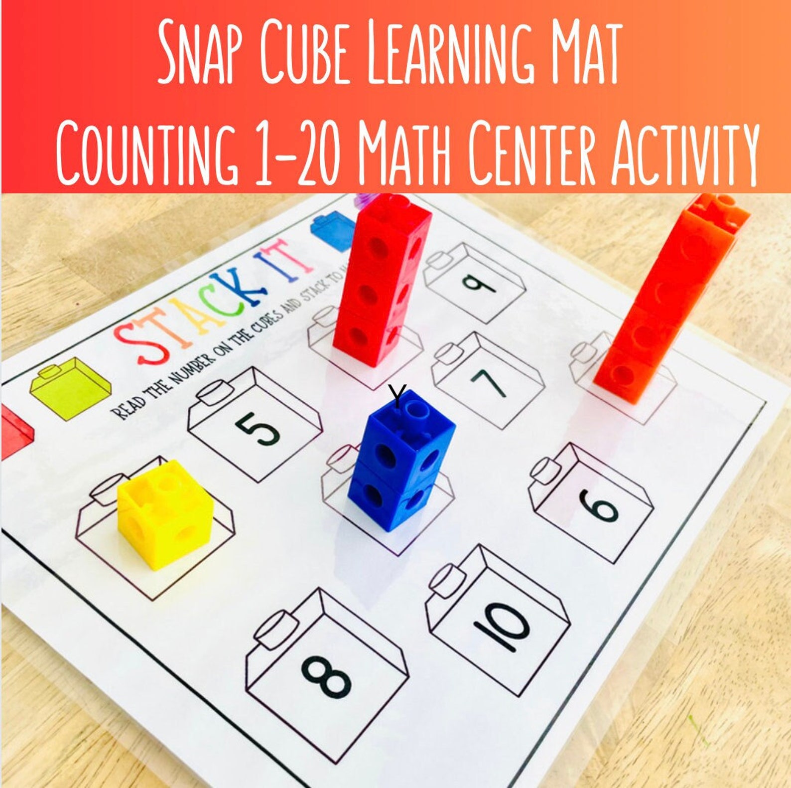 Snap Cube Learning Mats, Counting 1-20 Math Center Activity ...