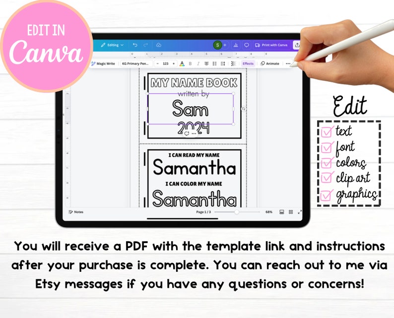 Editable Name Booklet | Customizable Name Learning Activity for Kids ...