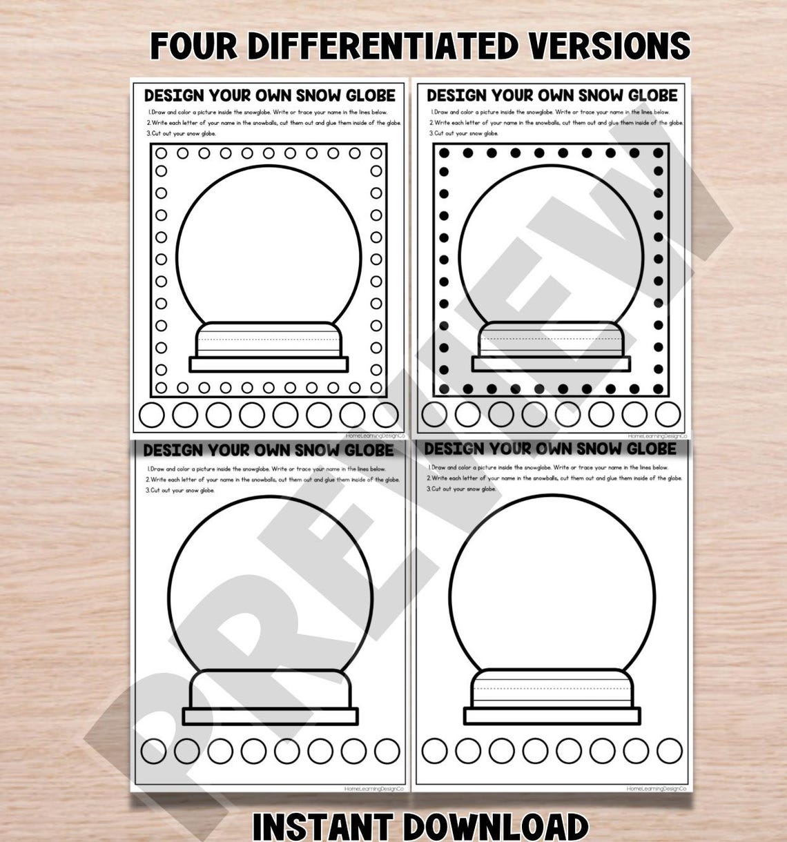 Printable Snow Globe Name Craft for Kids -winter Activity - Etsy