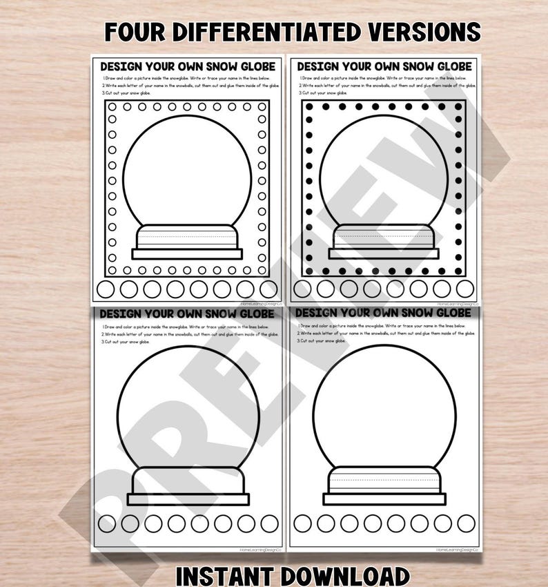 Printable Snow Globe Name Craft for Kids -winter Activity - Etsy