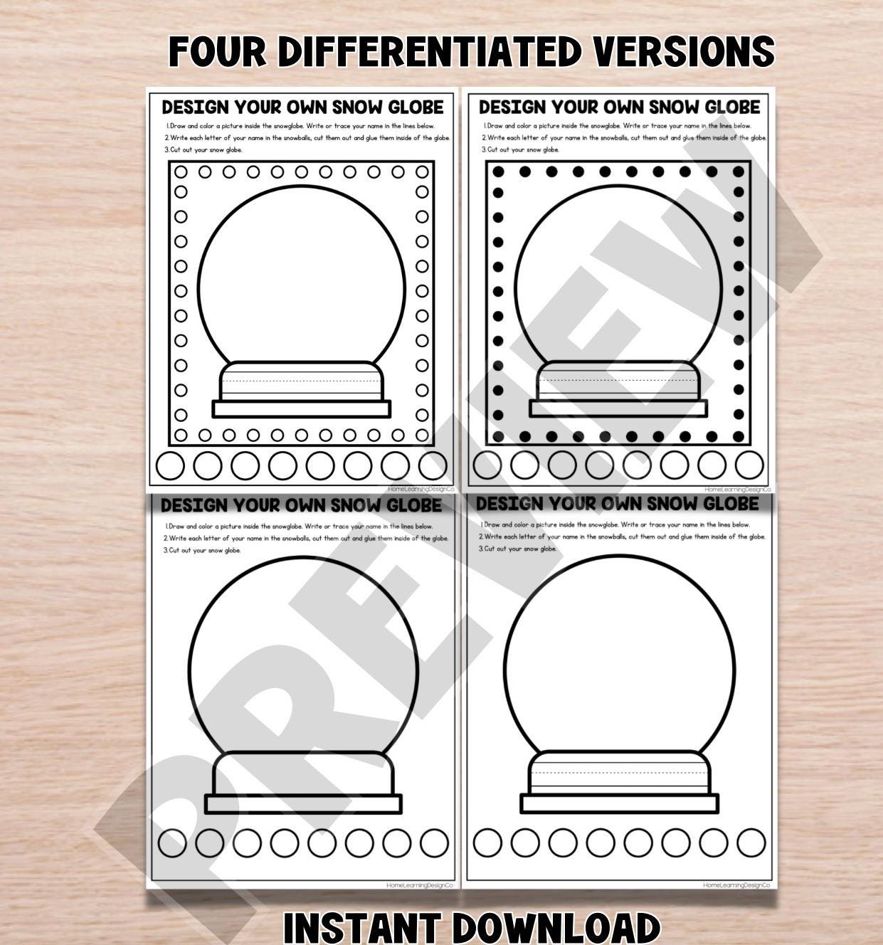 Printable Snow Globe Name Craft for Kids -winter Activity - Etsy