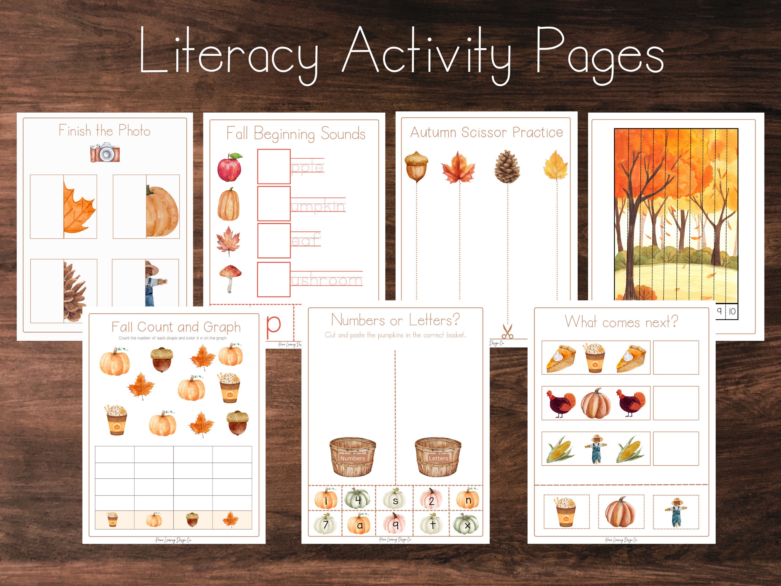 Fall Activity Pack - Literacy Activity Printables - Preschool ...