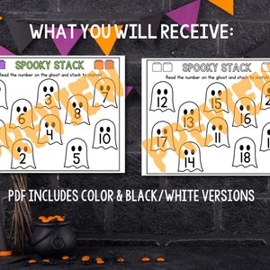 Spooky Stack Math Center, Snap Cube Halloween Learning Mats, Counting 1 ...