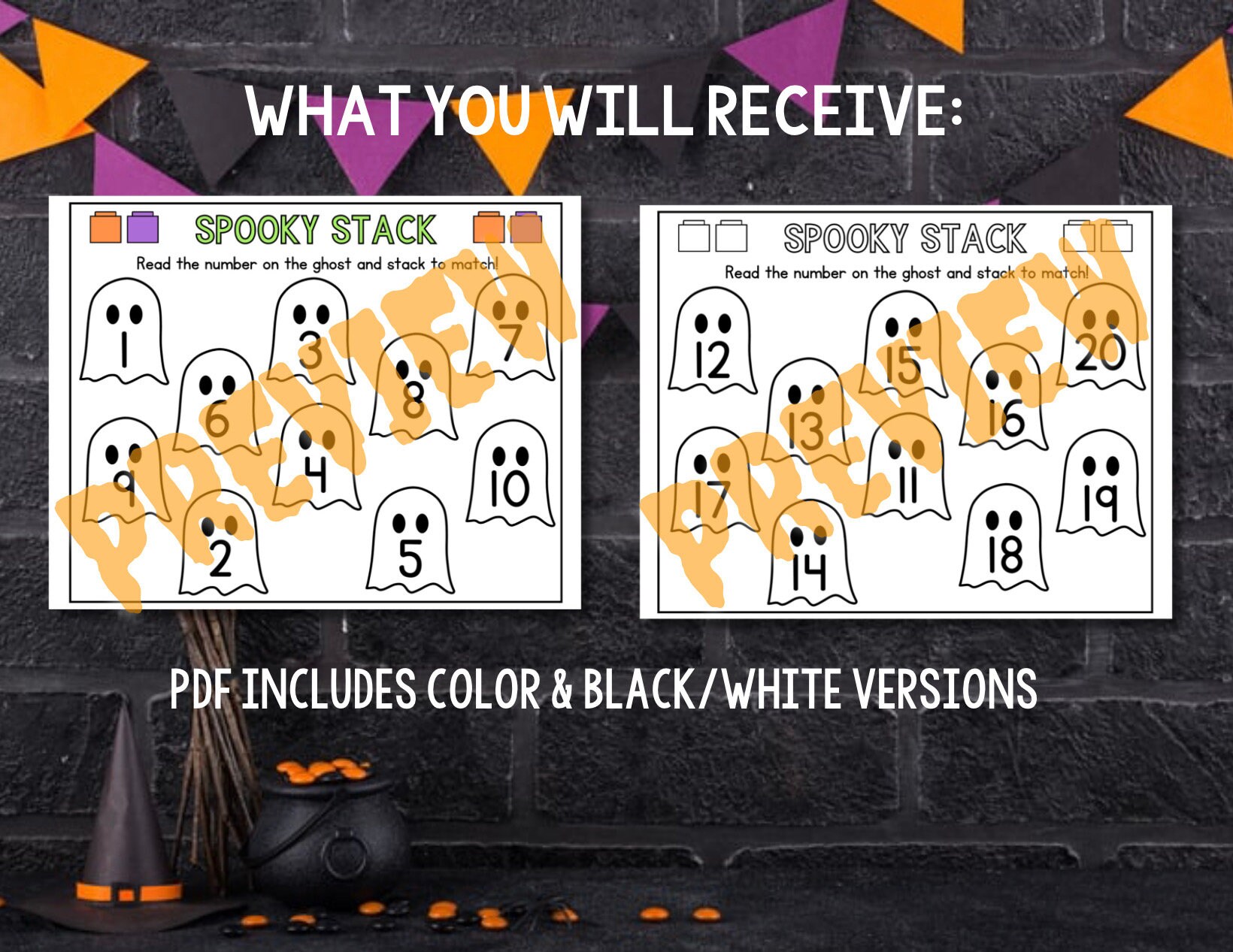 Spooky Stack Math Center, Snap Cube Halloween Learning Mats, Counting 1 ...