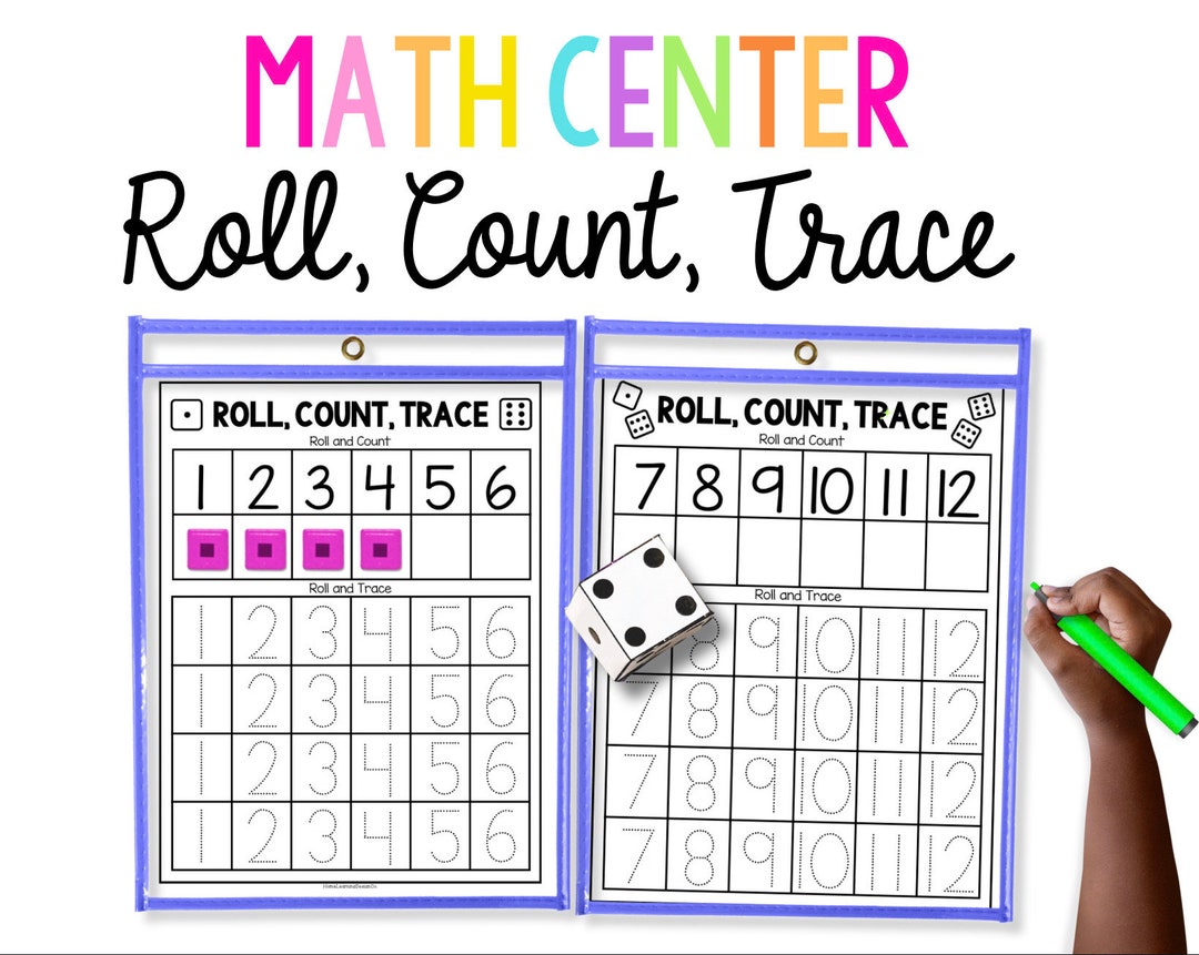 Roll, Count, Trace ~ Printable Math Center Game - Subitizing & Number ...