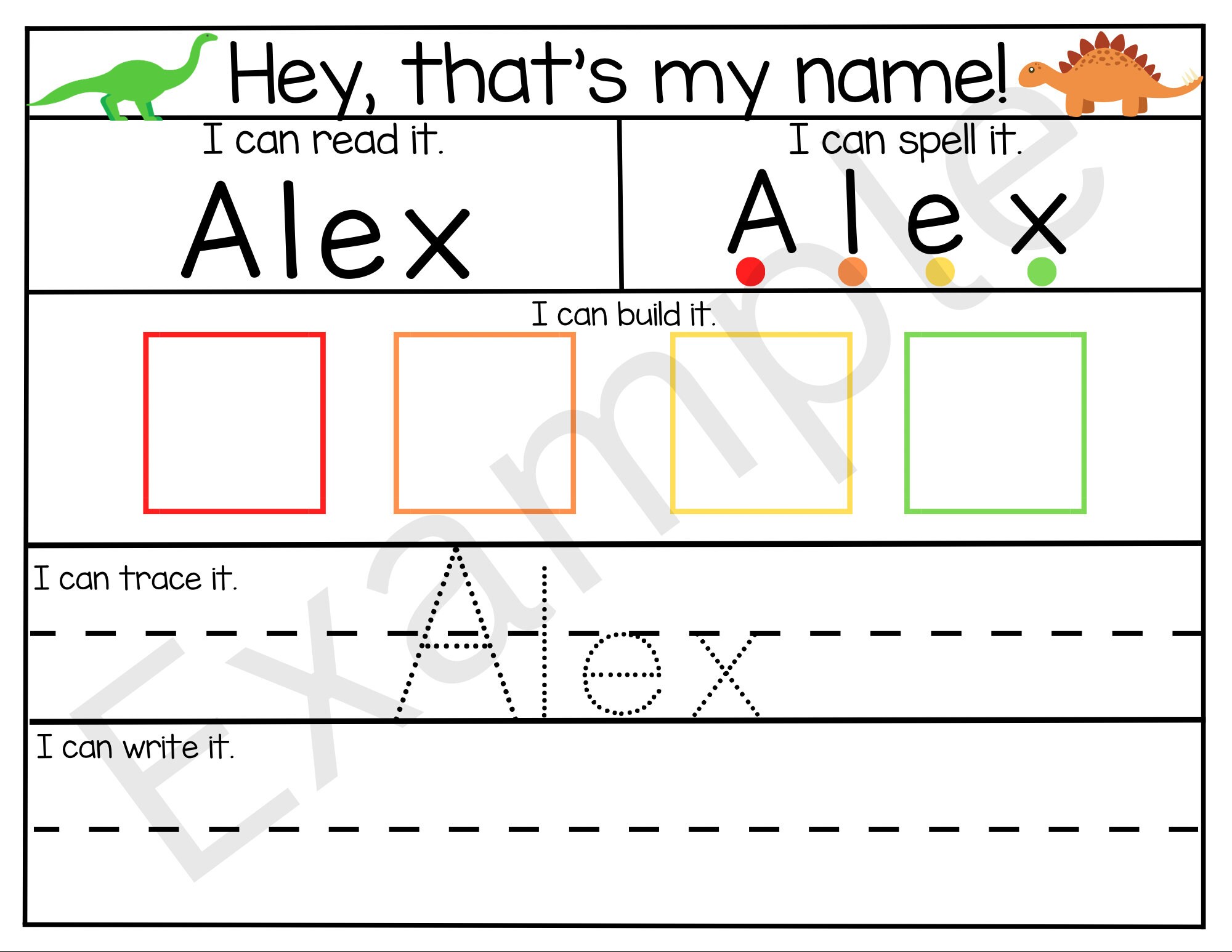 Name Tracing Mat - Printable - Preschool - Dry Erase - Etsy