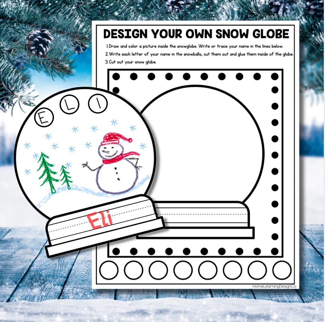 Printable Snow Globe Name Craft for Kids -winter Activity - Etsy